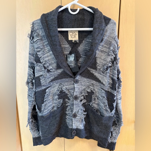 Chaser | Sweaters | Chaser Frayed Patchwork Cardigan Nwt | Poshmark